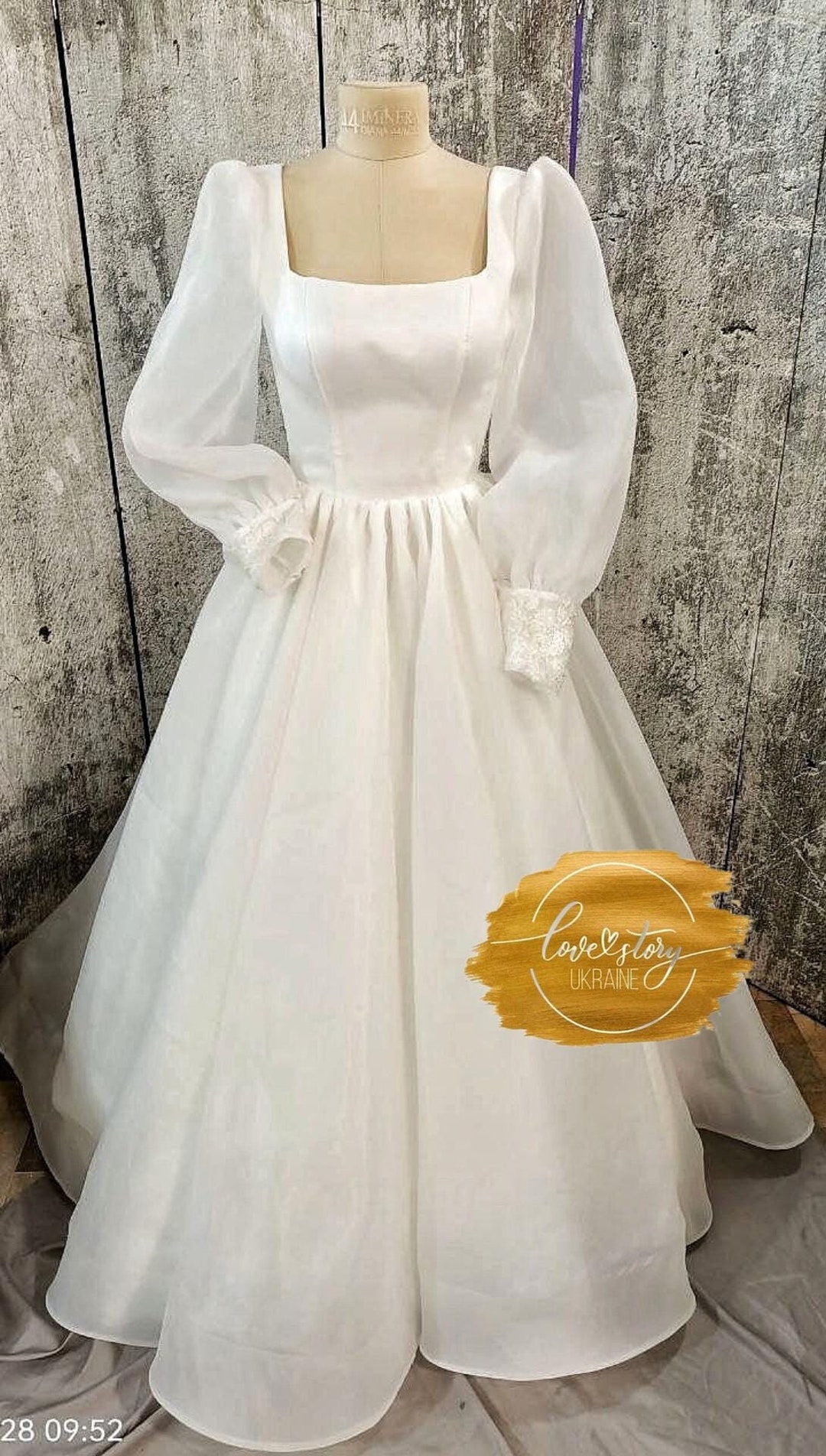 Bishop Sleeve Bridal Dress,aline Wedding Dress,long Sleeves Wedding ...