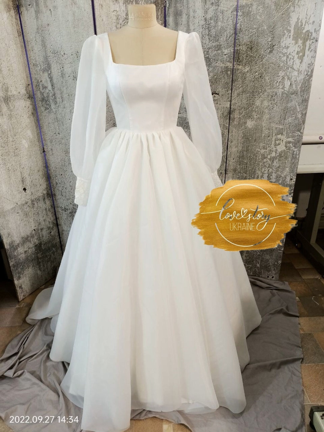 Bishop Sleeve Bridal Dress,aline Wedding Dress,long Sleeves Wedding ...