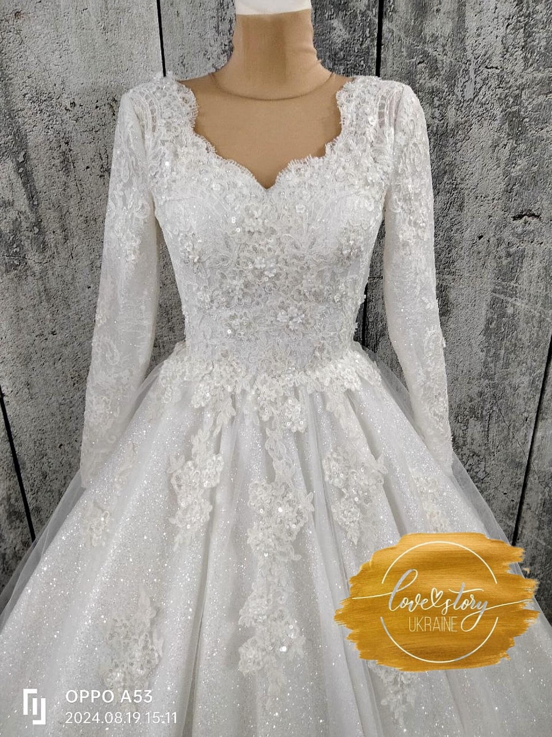 Royal Long Sleeve Wedding Dress Closed Back Wedding Dress Modest ...