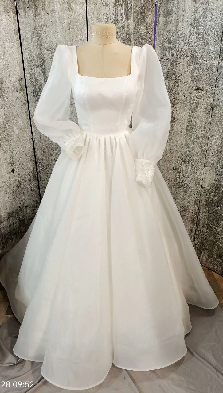 Bishop Sleeve Bridal Dressaline Wedding Dresslong Sleeves - Etsy