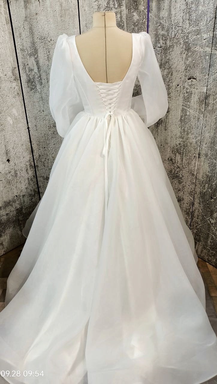 Bishop Sleeve Bridal Dressaline Wedding Dresslong Sleeves - Etsy