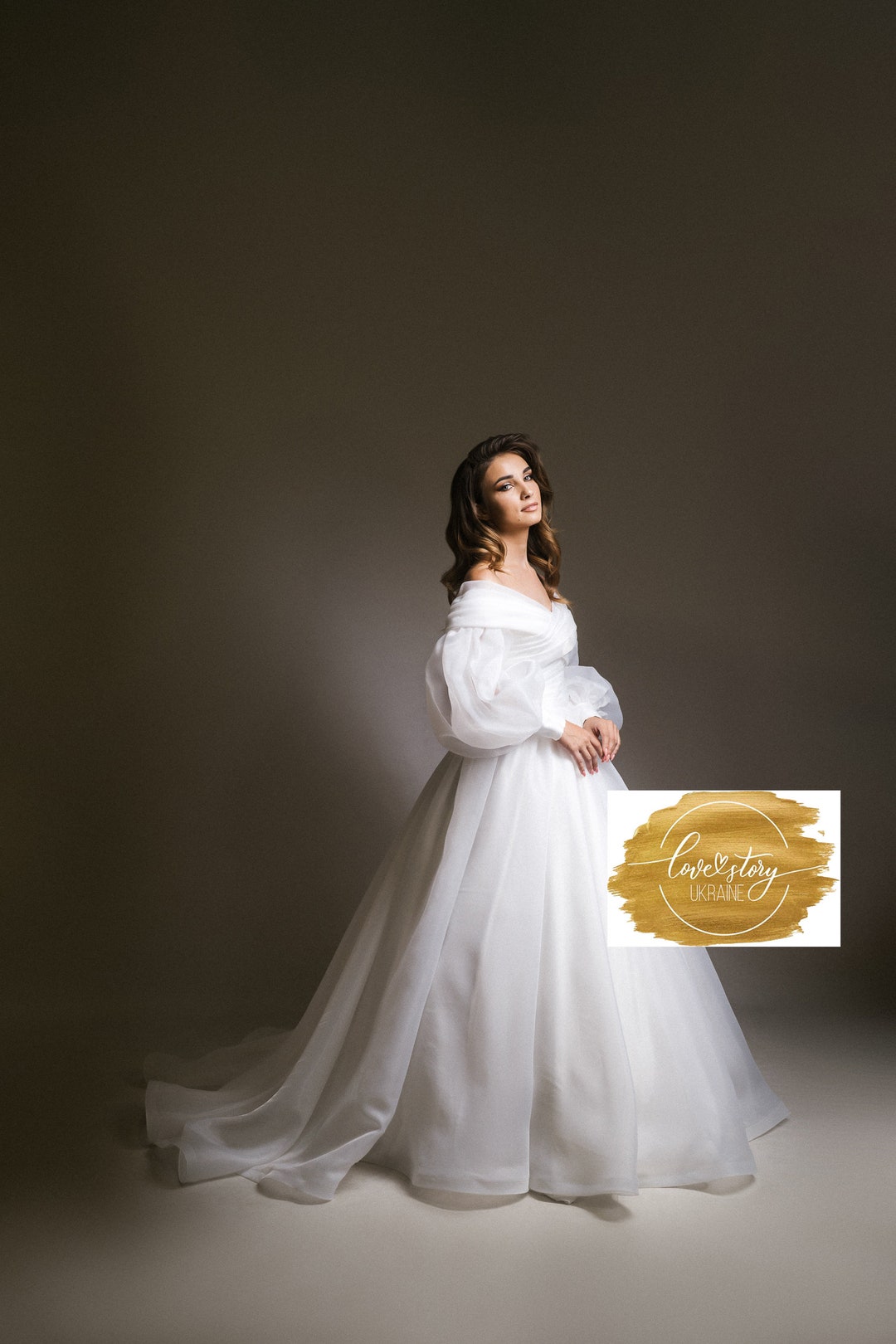 Bishop Sleeve Bridal Dress,aline Wedding Dress,removable Long Sleeves ...