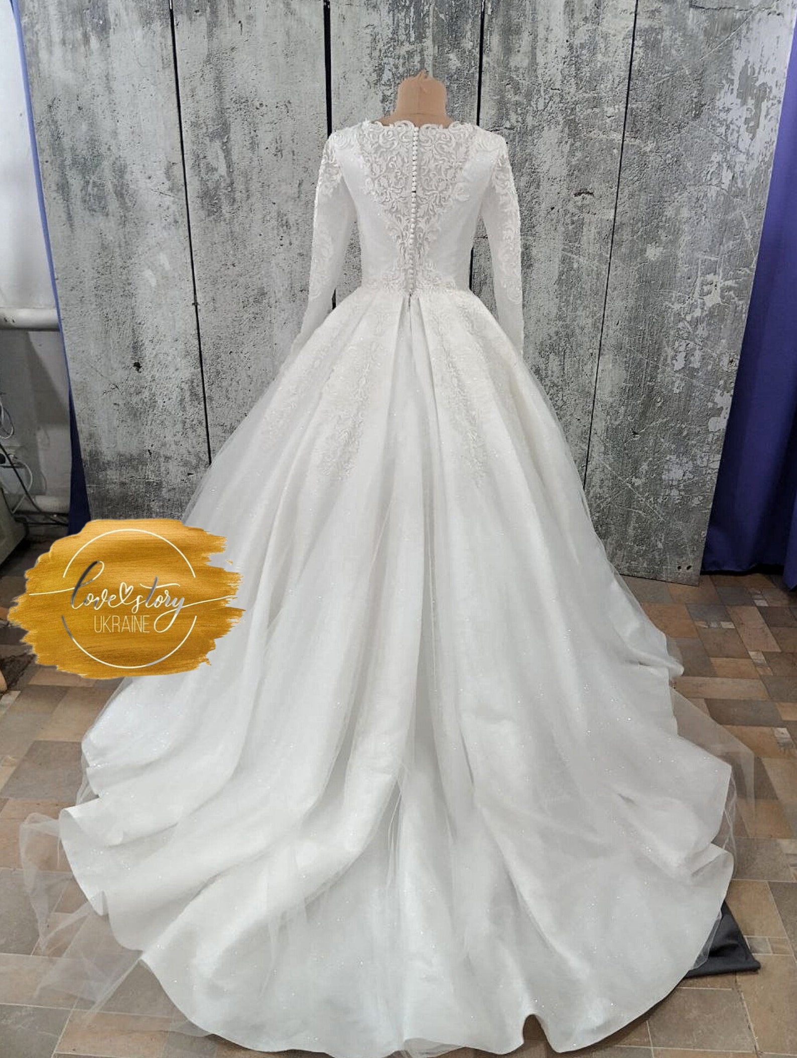 Royal Long Sleeves Wedding Dress,closed Back Wedding Dress,modest ...