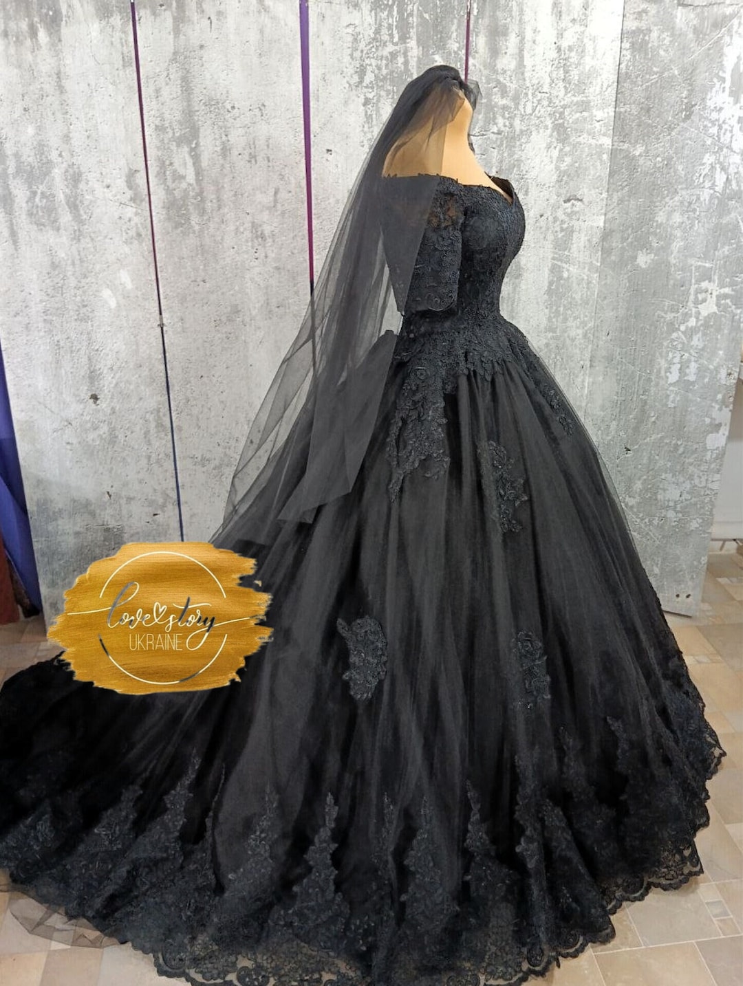 Black Engagement Bridal Gown,halloween Black Wedding Dress,gothic ...