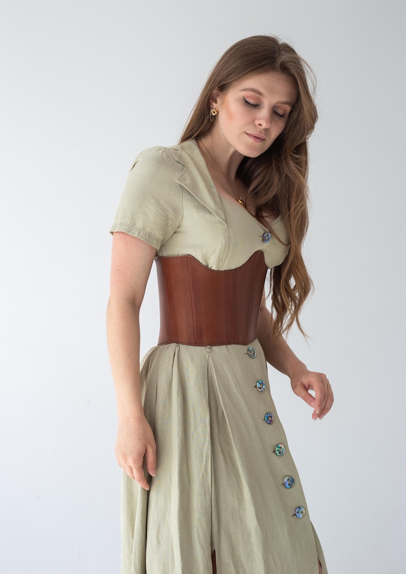 Classic Underbust Corset, Corset Bodice, Brown Leather Corset ...