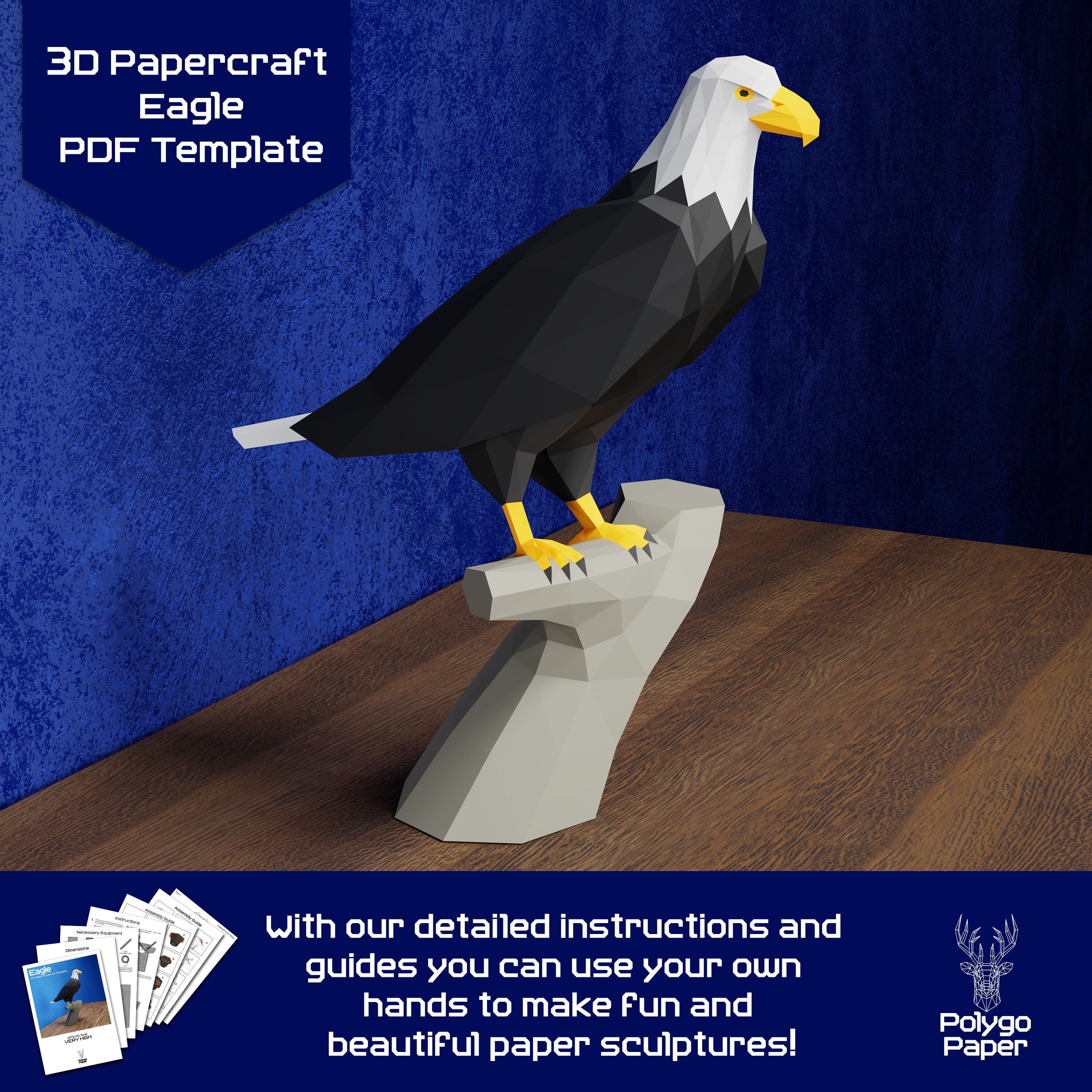3D Papercraft Eagle - Assembly Guide and Printable Template - Etsy