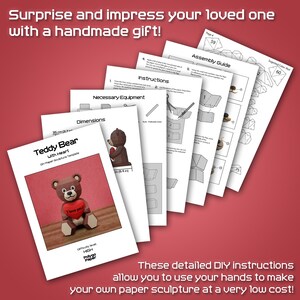Teddy Bear With Heart - DIY Papercraft - Assembly Guide and Printable ...