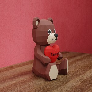 Teddy Bear With Heart - DIY Papercraft - Assembly Guide and Printable ...