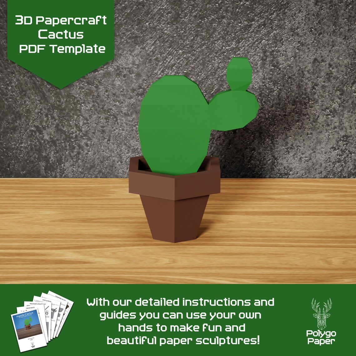 3D Papercraft Cactus Assembly Guide and Printable Template | Etsy