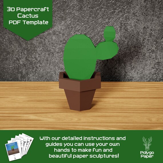 3D Papercraft Cactus Assembly Guide and Printable Template | Etsy