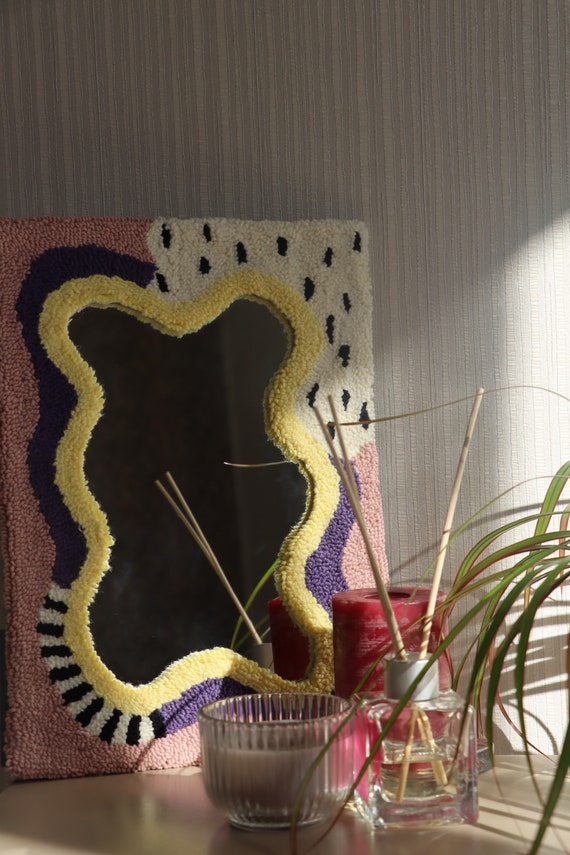 Tufted Mirror Handmade Mirror Design Punch needle Mirror Home Gift ...