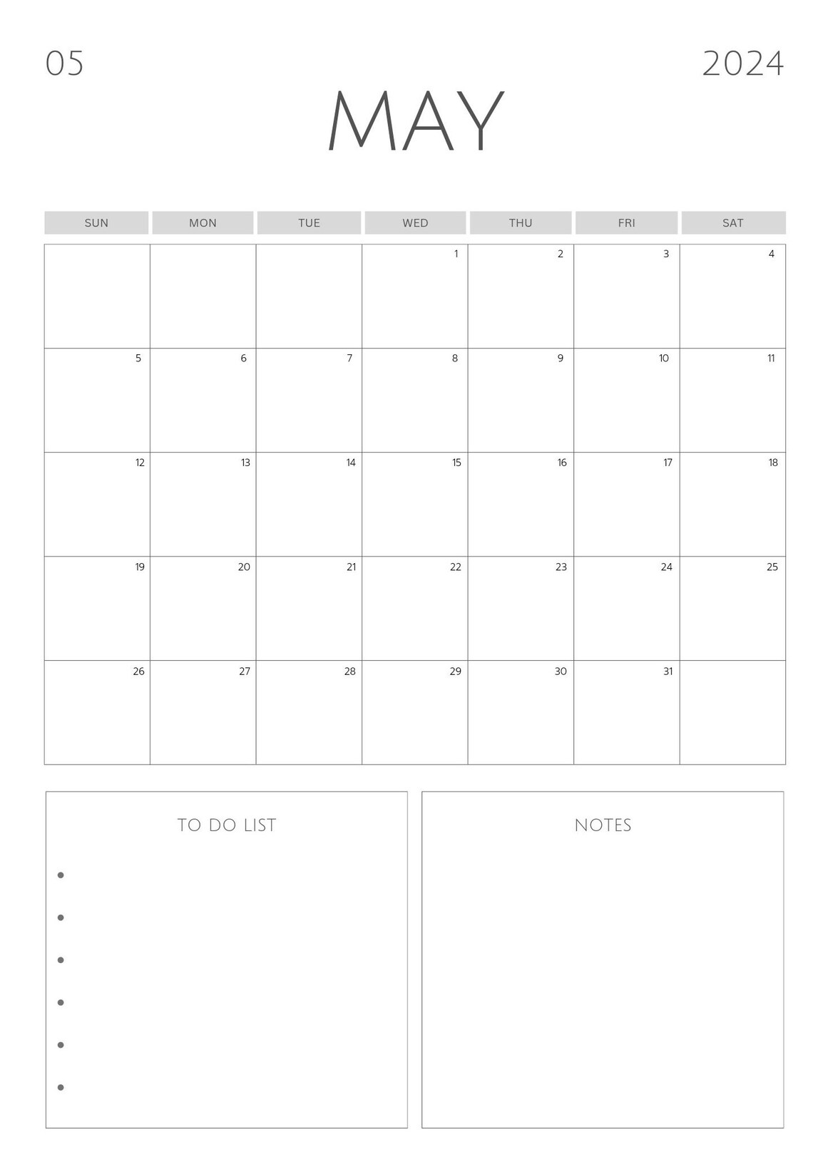 White Minimalist Calendar 2024 - Etsy