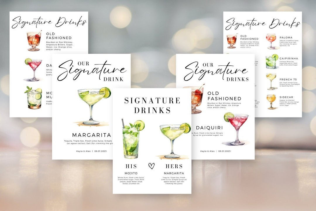 Bar Manu Posterbar Menu Signcouples Cocktailseditable - Etsy