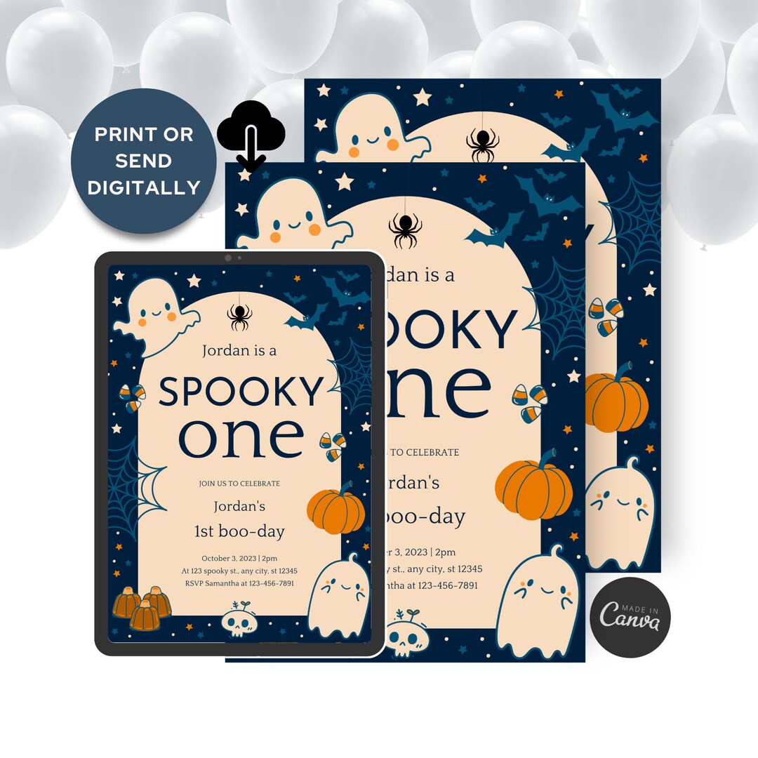 Spooky One Halloween Birthday Invitation Editable Instant - Etsy