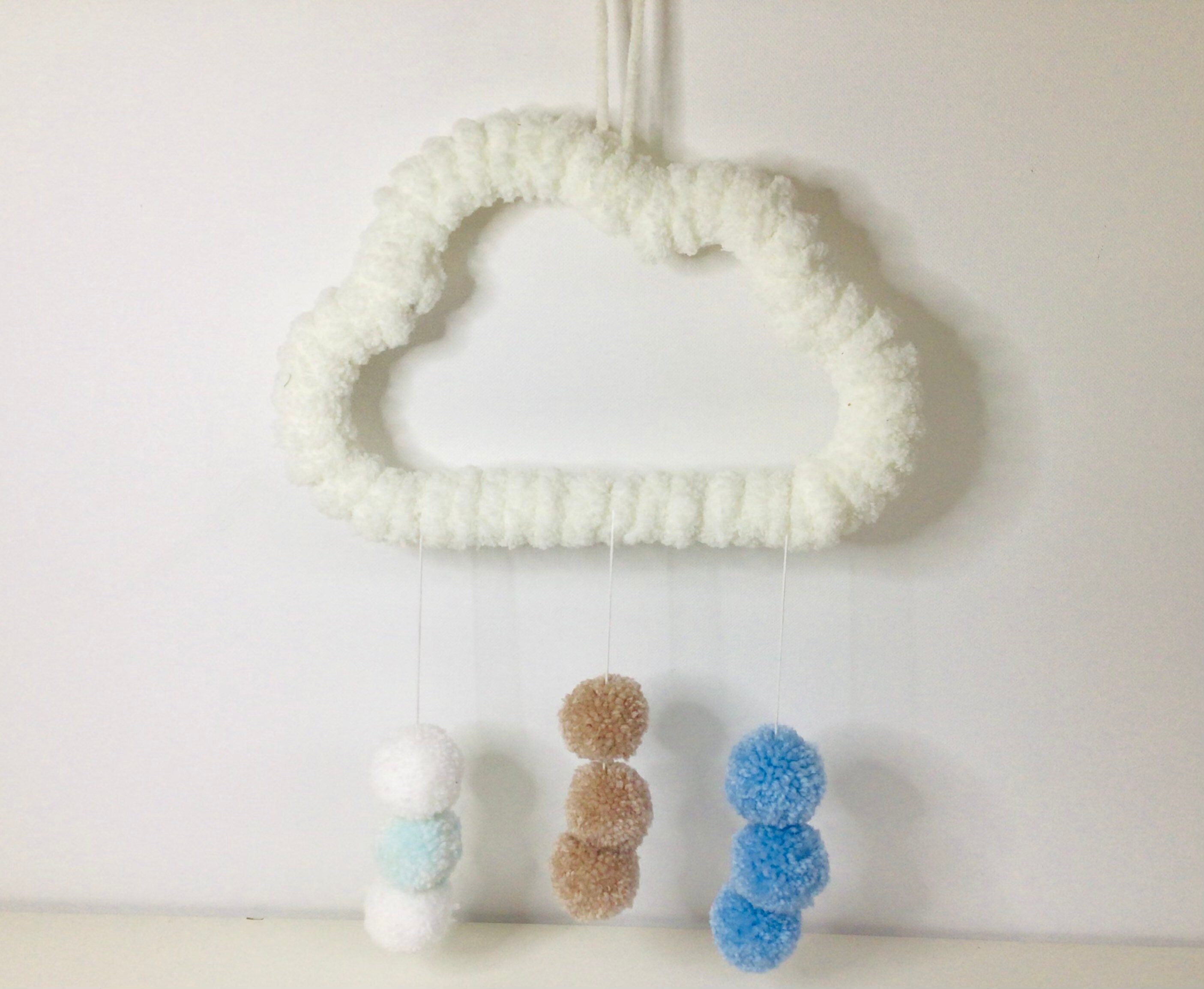 Cloud nursery decor cloud wall hanging pompom decoration | Etsy