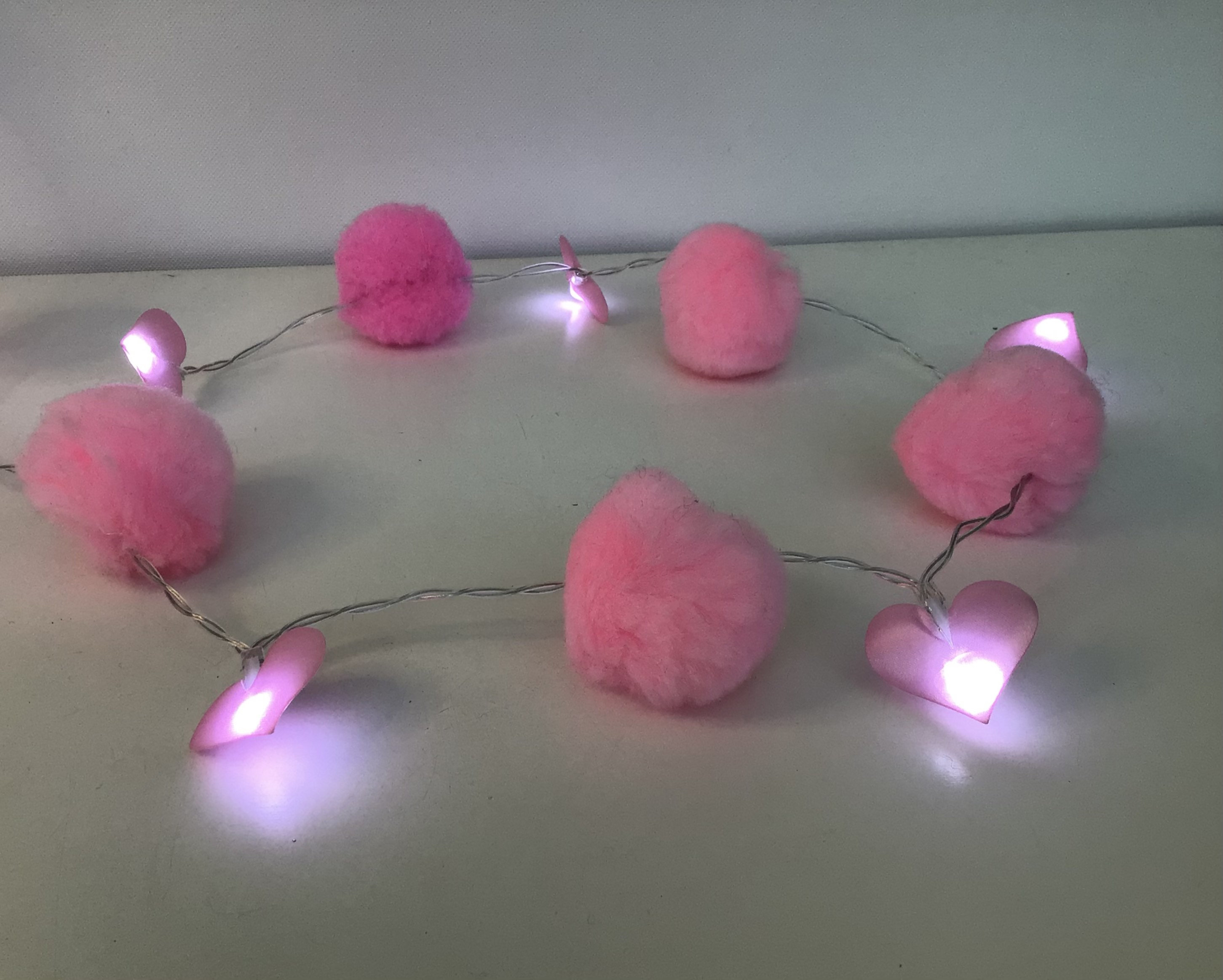 Pink Heart String Light Garland Pompom Garland Girl Nursery - Etsy UK