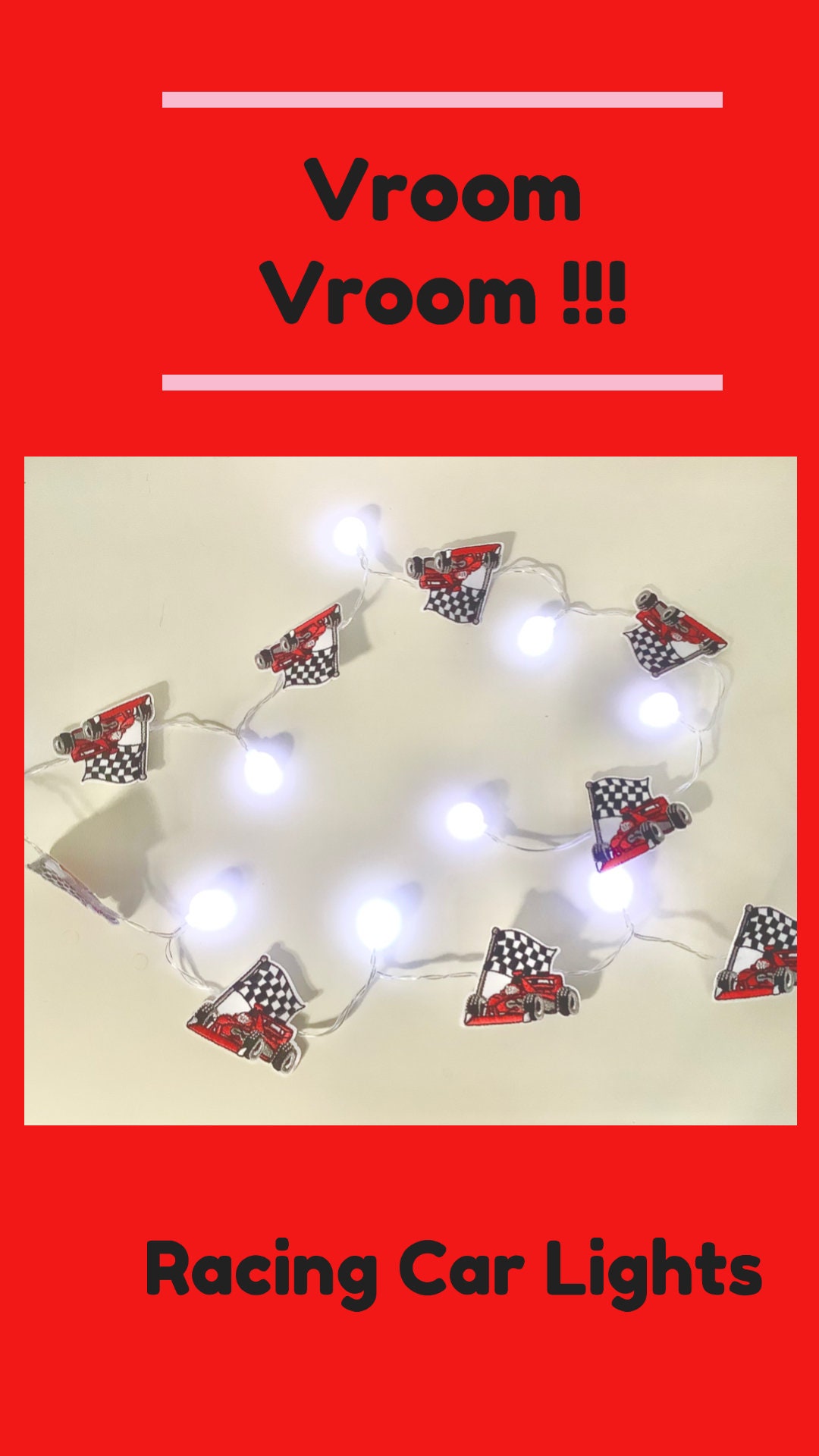 Red Racing Car String Lights Boy Bedroom Lights Gift for - Etsy