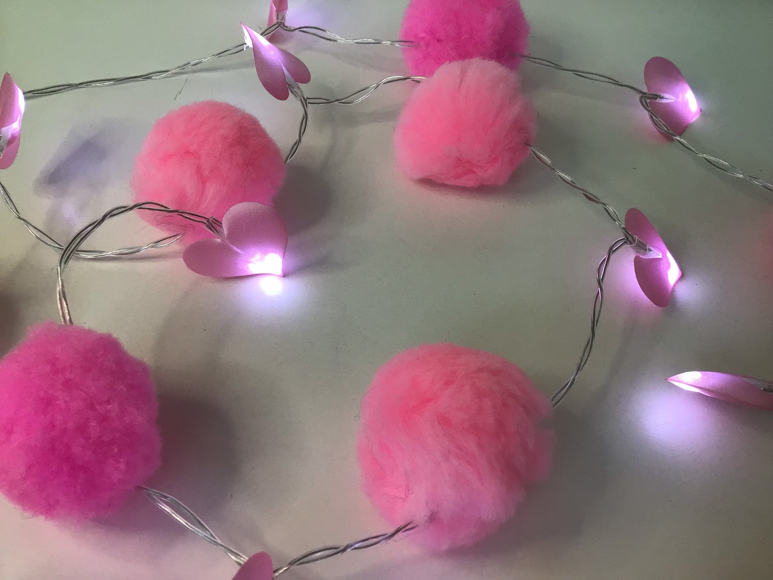 Pink Heart String Light Garland Pompom Garland Girl Nursery - Etsy UK