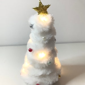 Fluffy Christmas Tree With Lights, Pink Christmas Tree, Mini Christmas ...