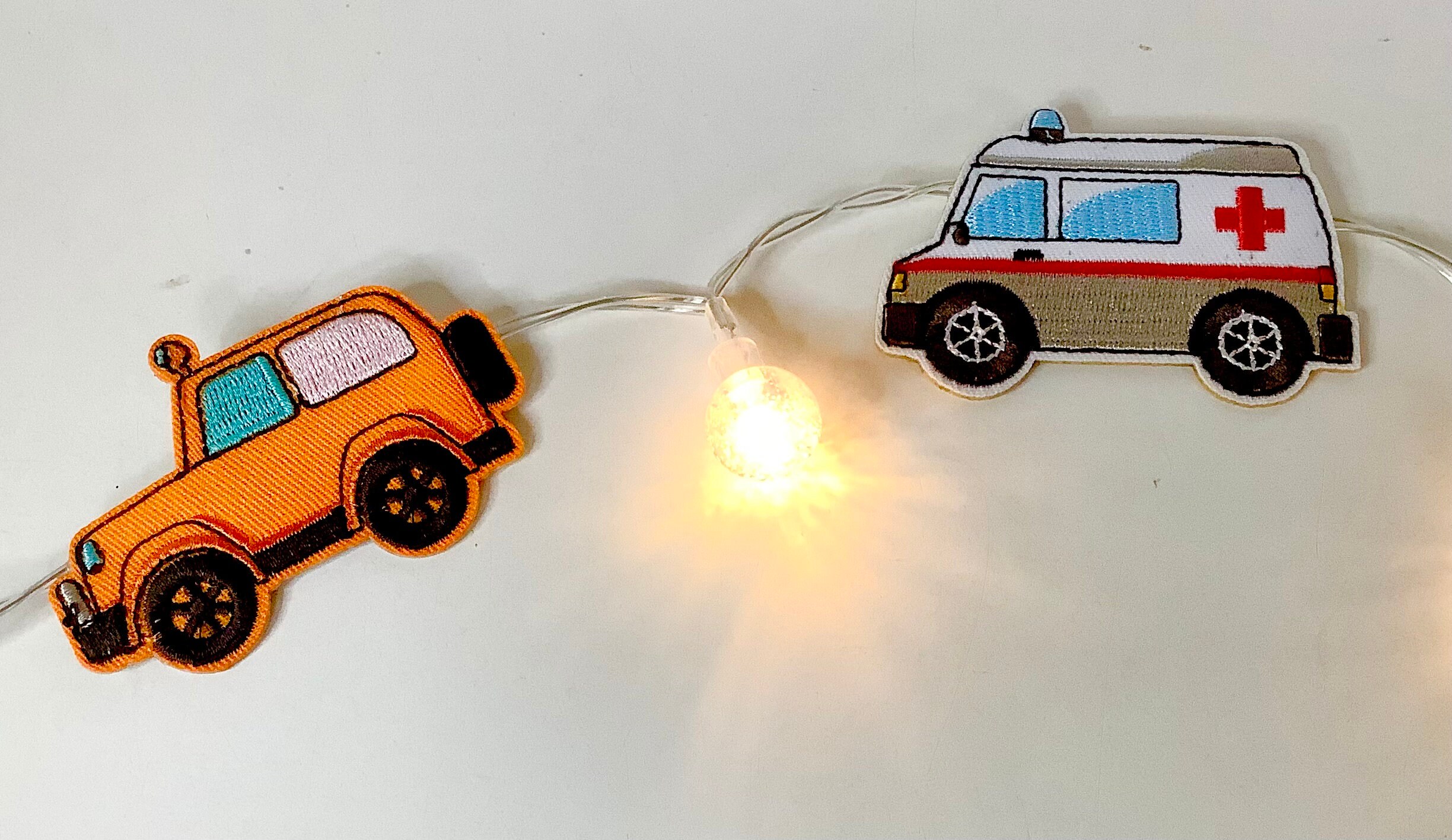 American City Car String Lights, Embroidered Vehicle Garland, Kids Room ...