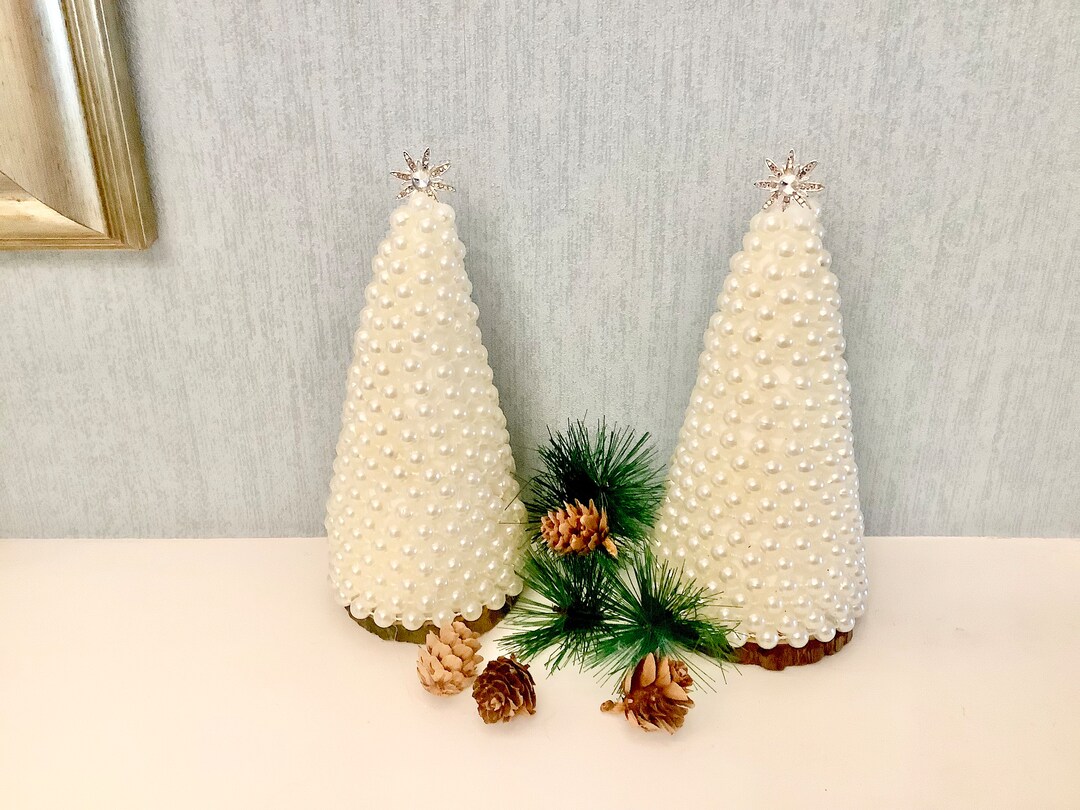 Pearl Mini Christmas Tree With Rhinestone Star, Pearl Ornament, Pearl ...