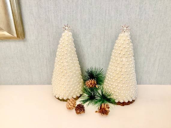Pearl Mini Christmas Tree With Rhinestone Star Pearl - Etsy