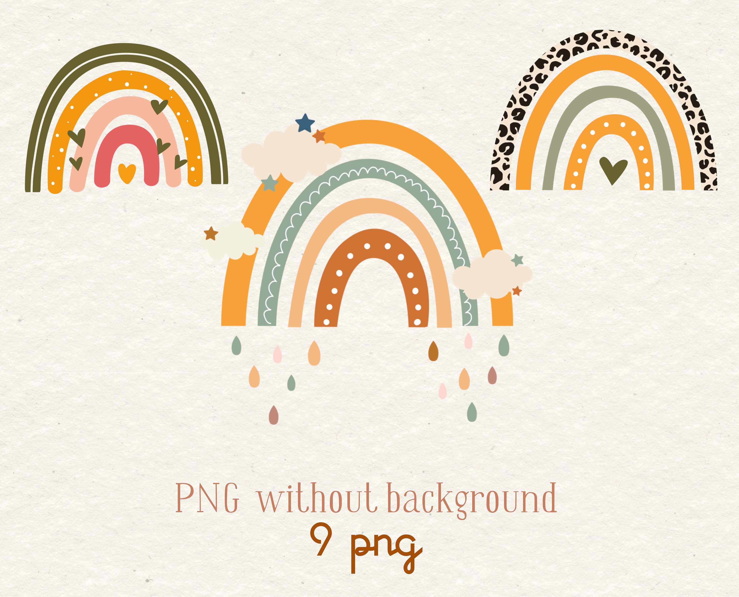 Boho Rainbows Clipart. Boho Png. Baby Pastel Rainbows. Rainbow Clipart ...