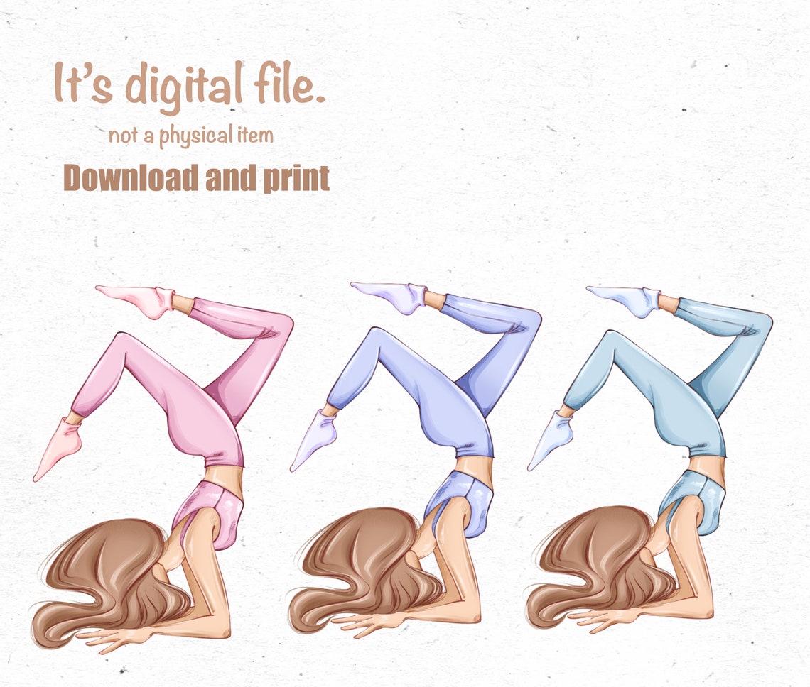 Fitness Girl Clipart, Gym Girl Clipart, Yoga Clipart, Sport Girl ...