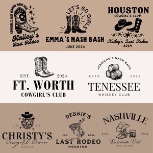 8 Editable Disco Cowgirl Bachelorette Party Logos | DIY Western-themed ...
