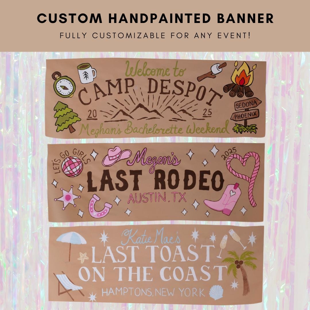 Custom Hand-painted Kraft Paper Banner – Bachelorette Party, Bridal ...