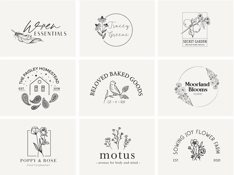 Custom Hand Drawn Line Art Logo Design - Natural, Minimalist, Modern ...