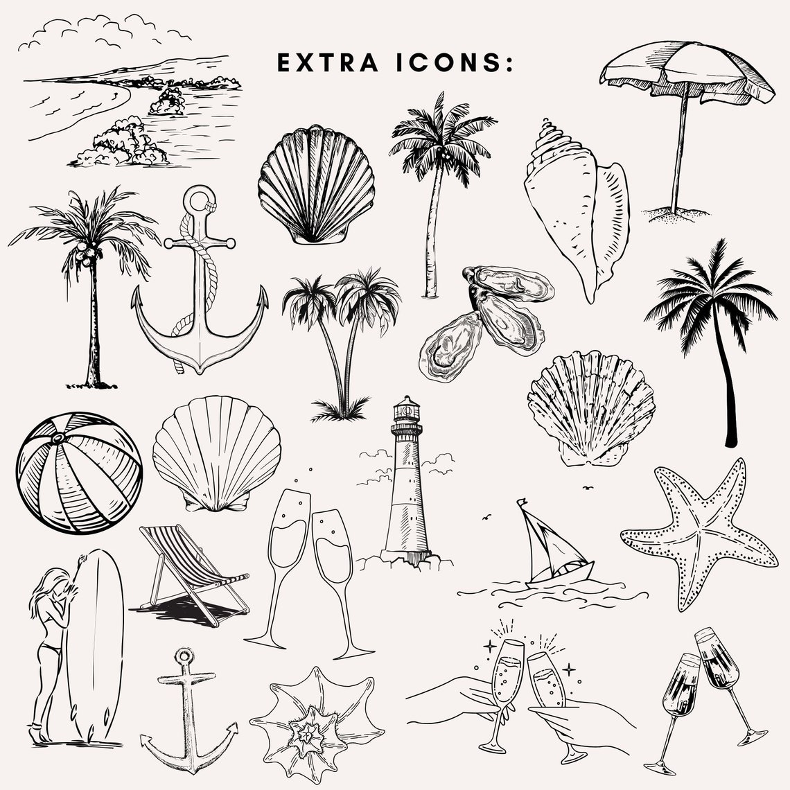 4 Editable Coastal Bachelorette Bridal Shower Logo Pack | DIY Beach ...