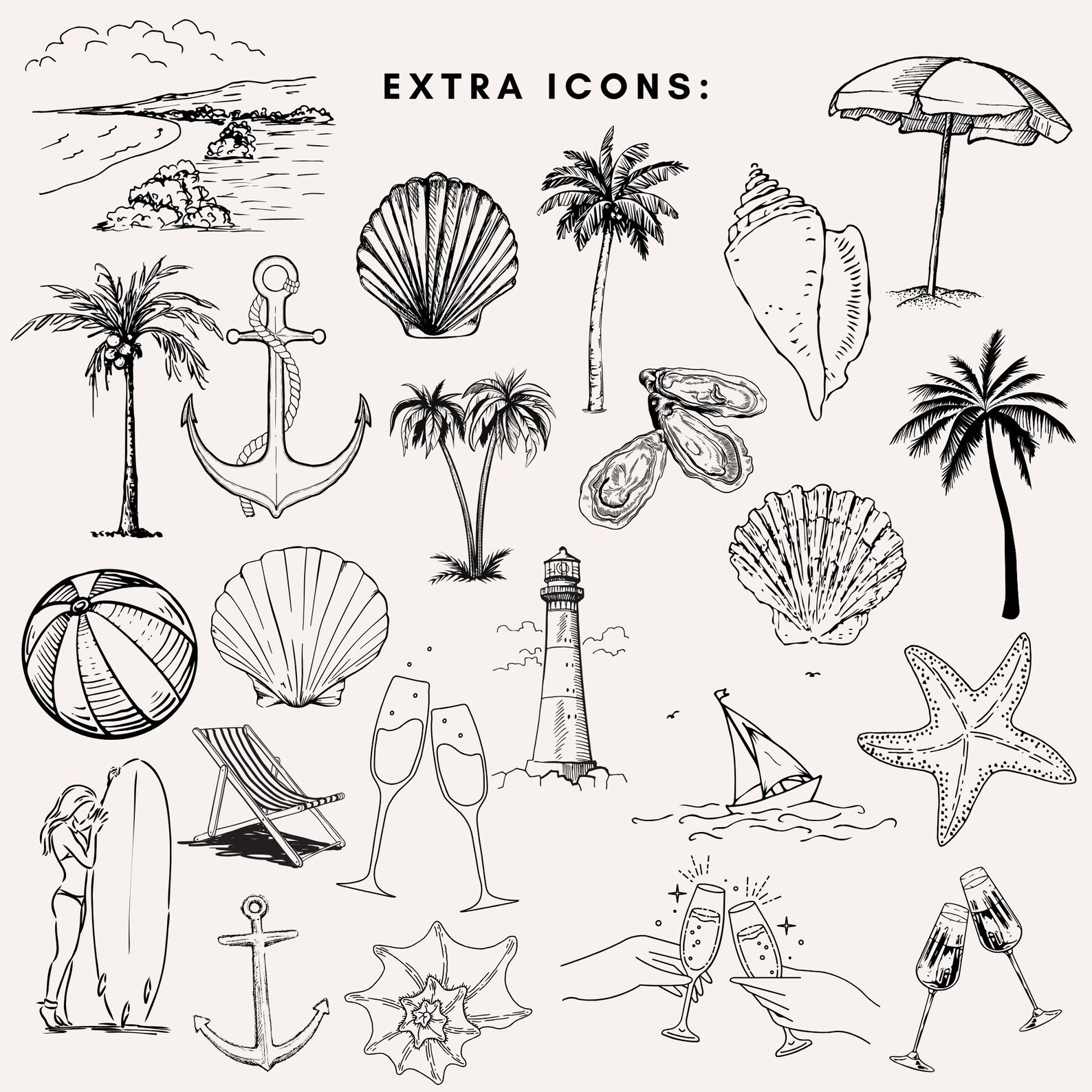 4 Editable Coastal Bachelorette Bridal Shower Logo Pack | DIY Beach ...