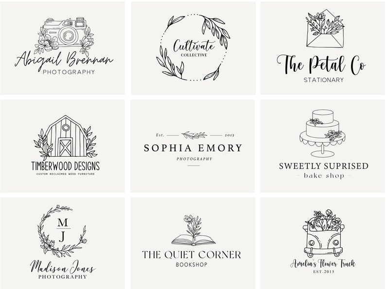 Custom Hand Drawn Line Art Logo Design - Natural, Minimalist, Modern ...