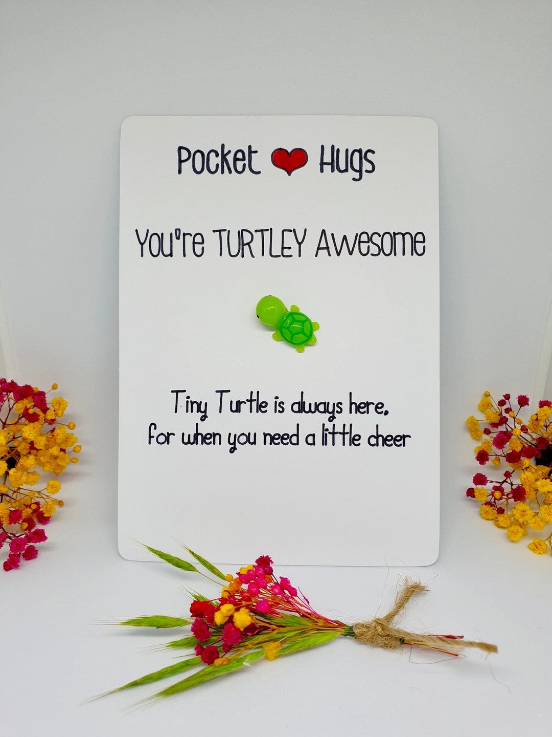 Miniature Turtle Pocket Hugs Gift Card. Friend Gift, Thinking of You ...