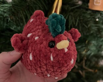 Crochet Chicken | Strawberry Handmade Chicken Amigurumi Plushie | Pink ...