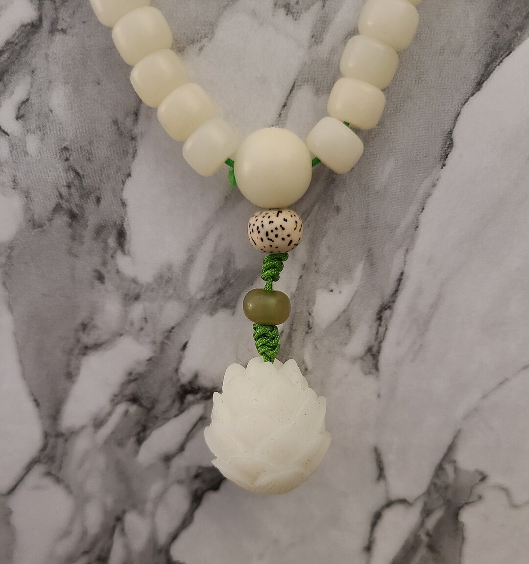 White Jade Bodhi Mala Necklace - Etsy