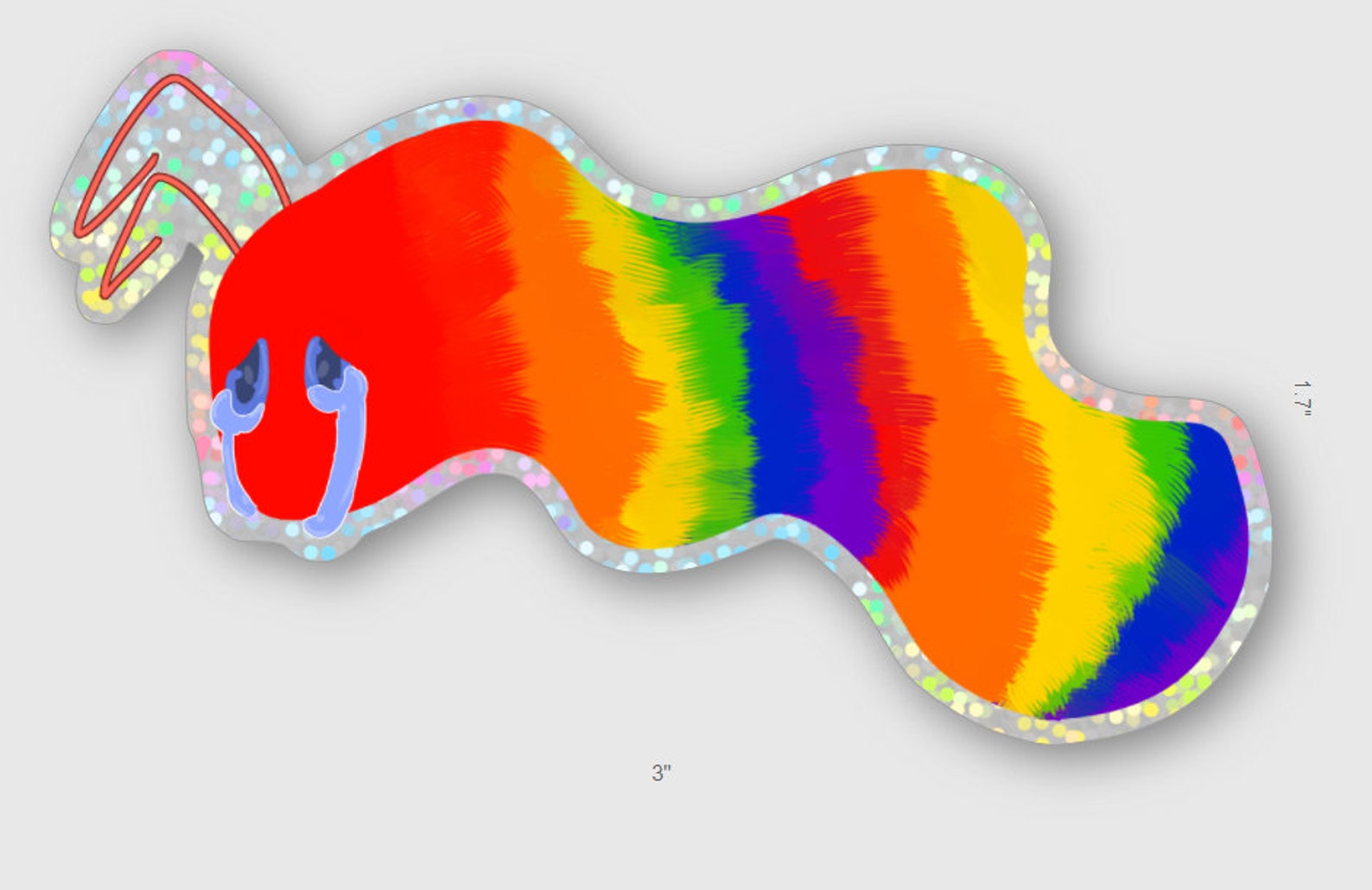 Oh worm Rainbow worm limited stock Glittery LARGE | Etsy