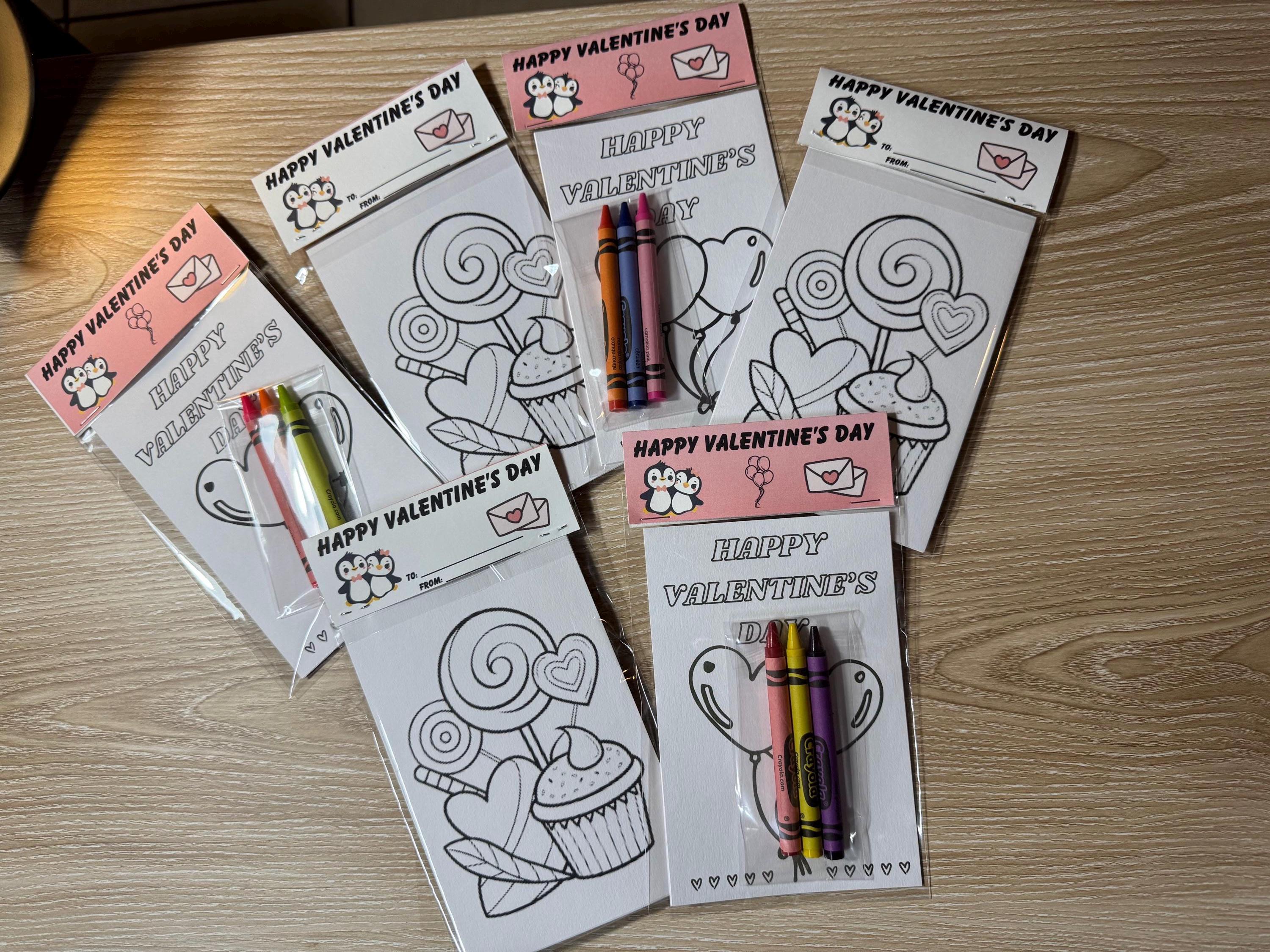 Valentine’s Day Coloring Sheets Party Favors, Classroom Valentine's ...