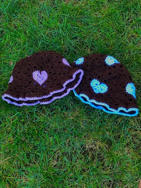 Crochet Heart Bucket Hat - Etsy
