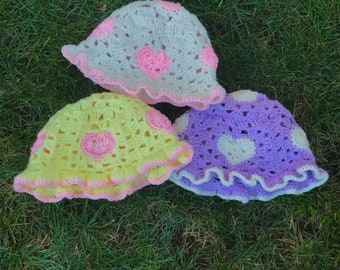 Crochet Heart Bucket Hat Pattern - Etsy