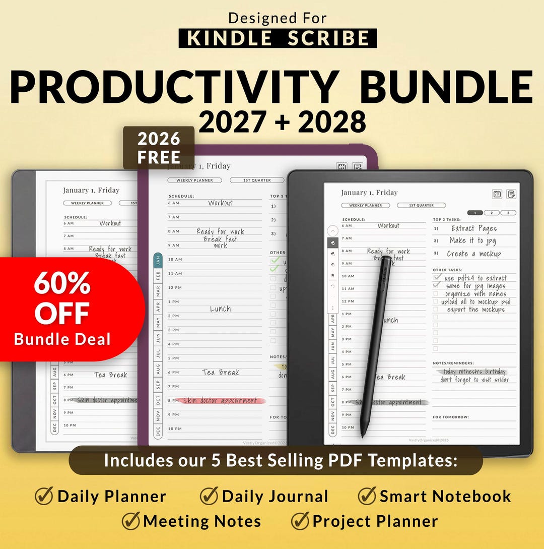 Kindle Scribe Templates | Productivity Bundle 2026 + 2027 + 2028 ...