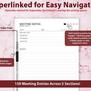 Supernote A5x & A6x Meeting Template, Hyperlinked, Instant Download ...