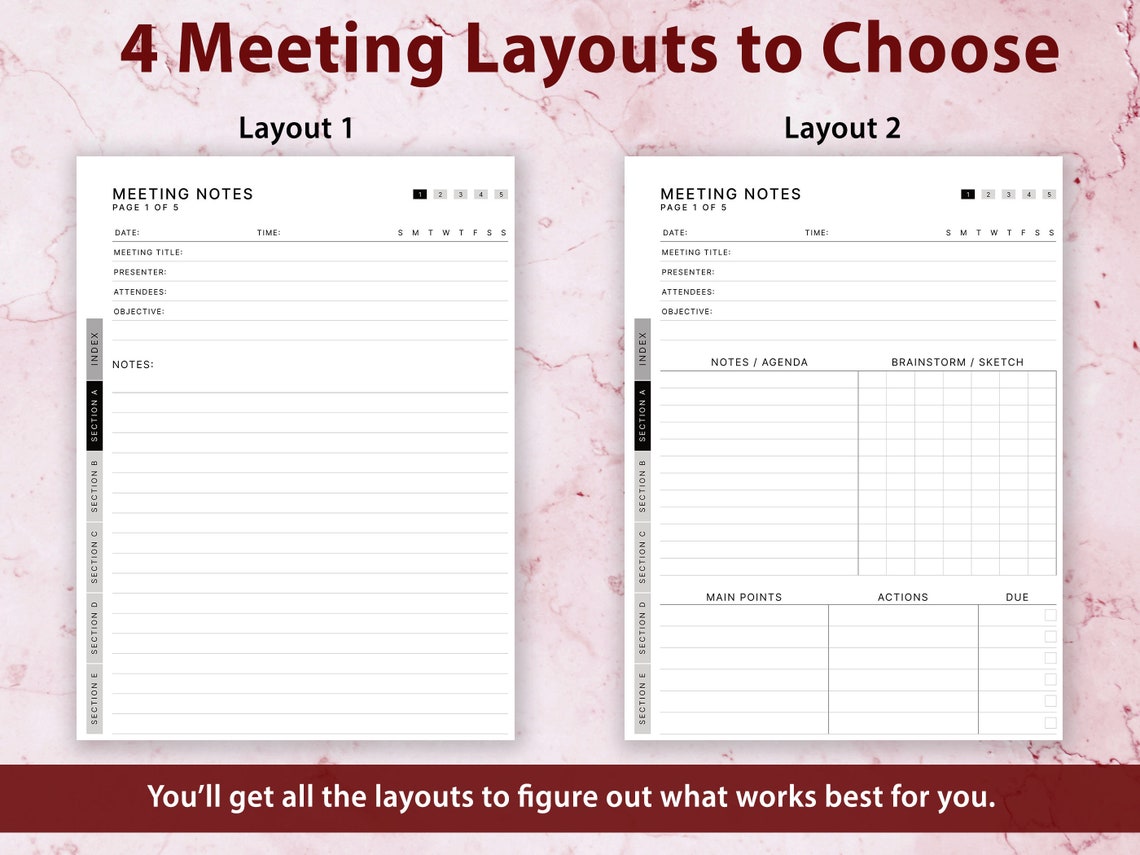 Supernote A5x & A6x Meeting Template, Hyperlinked, Instant Download ...
