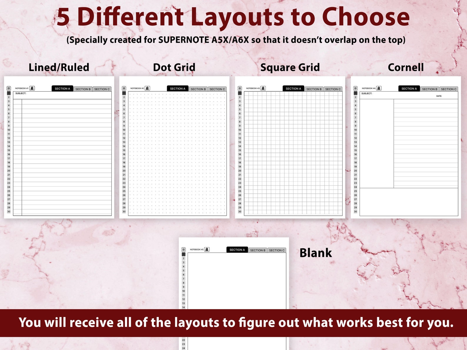 Supernote Notebook Template, Supernote A5X/A6X, Supernote Template ...