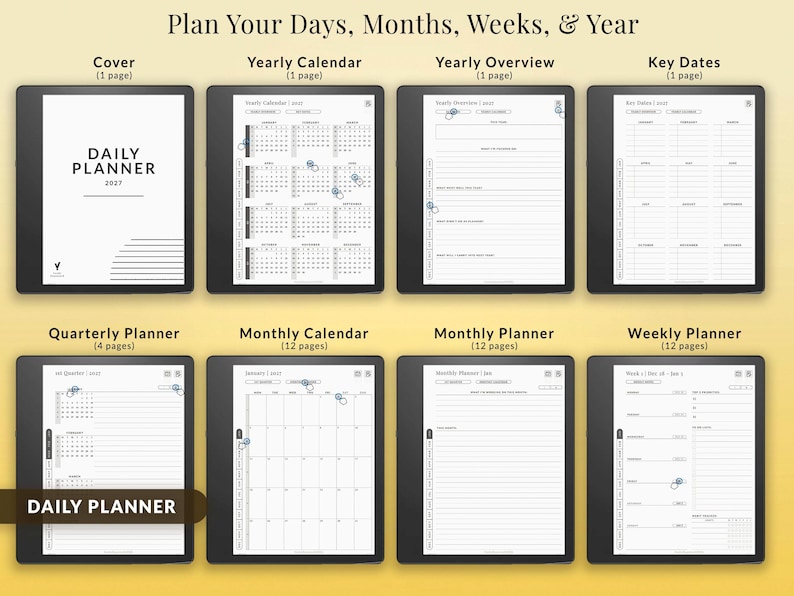 Kindle Scribe Templates | Productivity Bundle 2026 + 2027 + 2028 ...