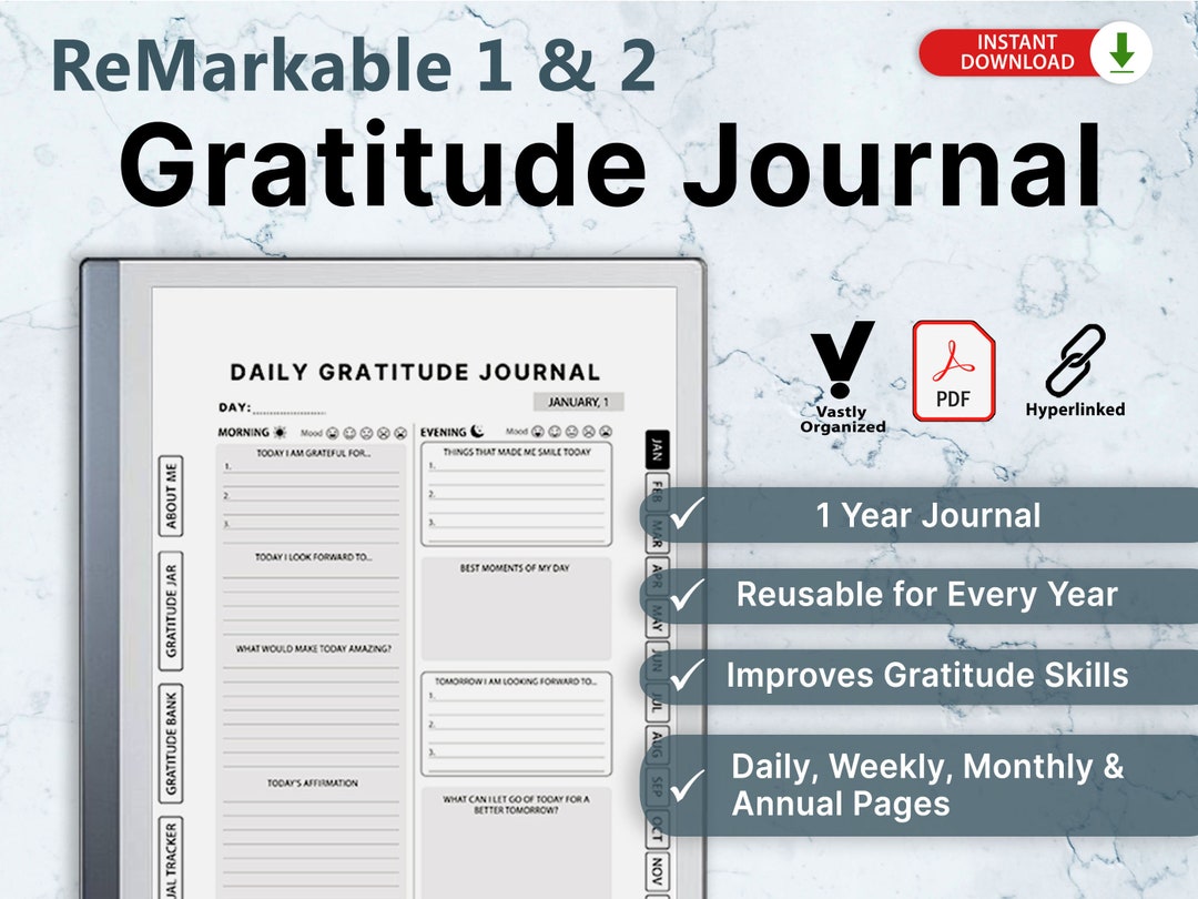 Remarkable 2 Gratitude Journal, Remarkable 2 Templates, Reusable ...