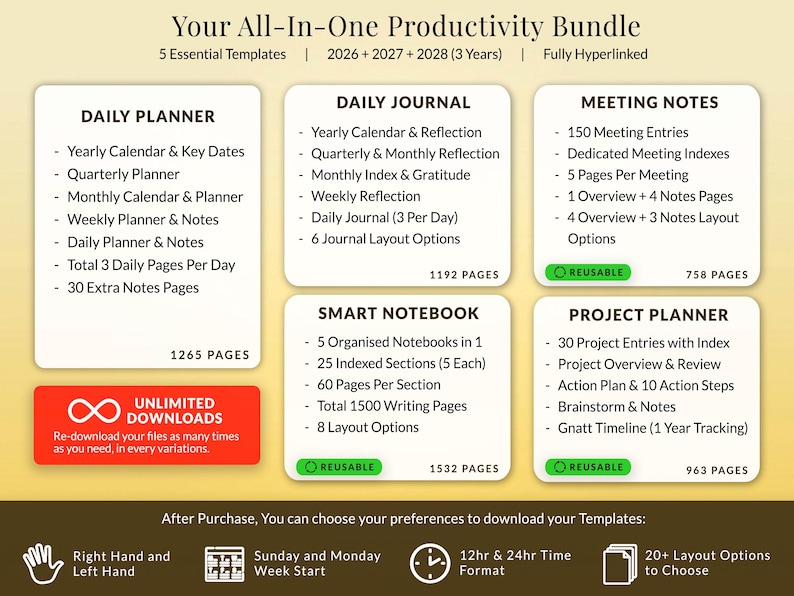 Kindle Scribe Templates | Productivity Bundle 2026 + 2027 + 2028 ...