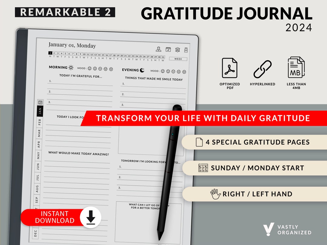 Remarkable 2 Gratitude Journal, 2024, Remarkable 2 Templates ...