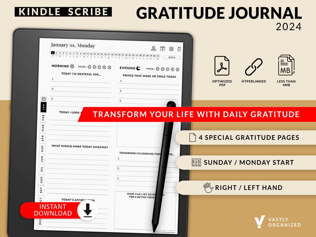 Kindle Scribe Gratitude Journal, 2024, Kindle Scribe Templates, Kindle ...